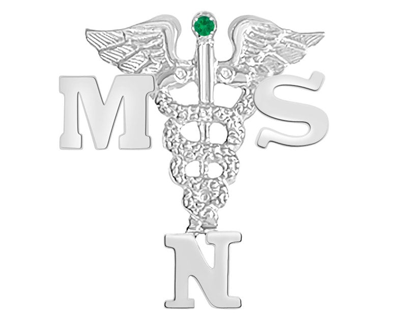 MSN Nursing Pin for Graduation in Silver